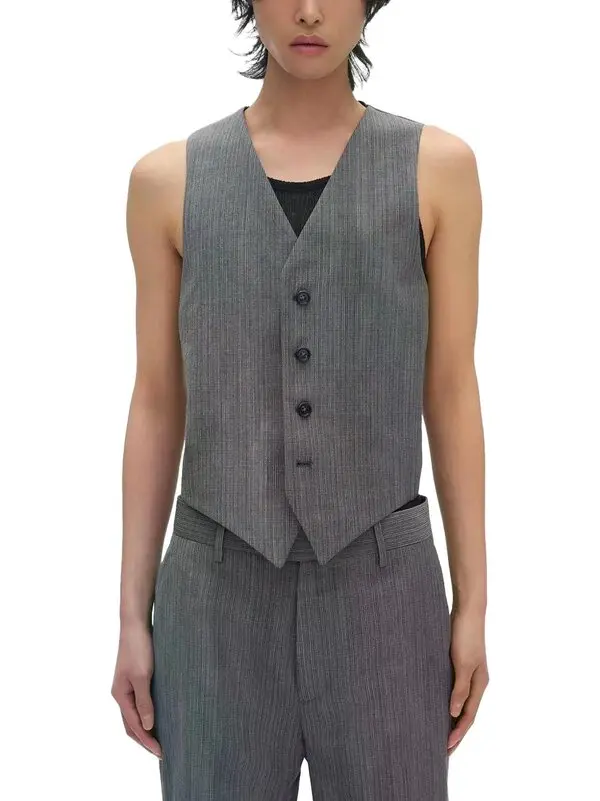 ANN DEMEULEMEESTER Pinstripe Sleeveless Waistcoat - 083 Grey