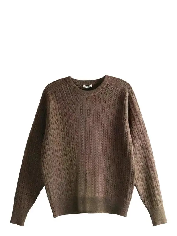 Auralee Cable-knit Crew-neck Sweater - Brown