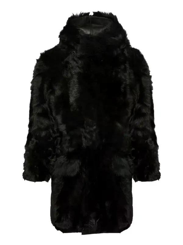 YVES SALOMON Toscana Lambskin Parka Coat - Black