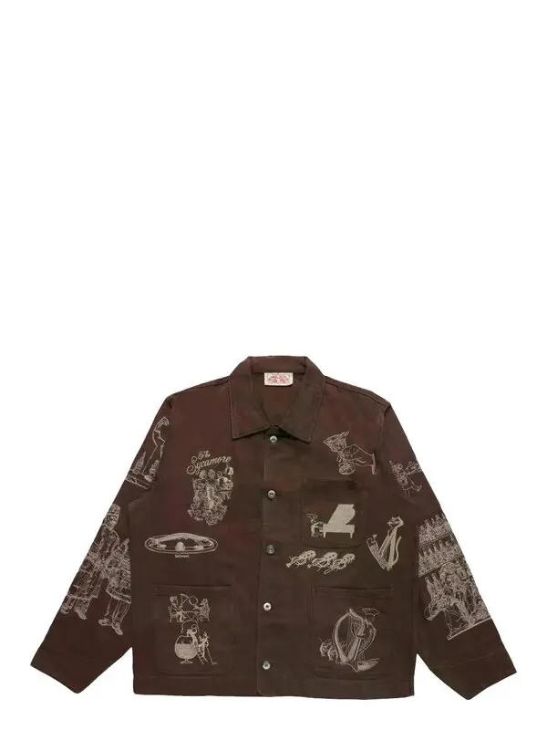 SAMUEL ZELIG Restaurant Chore Embroidered Jacket - Brown