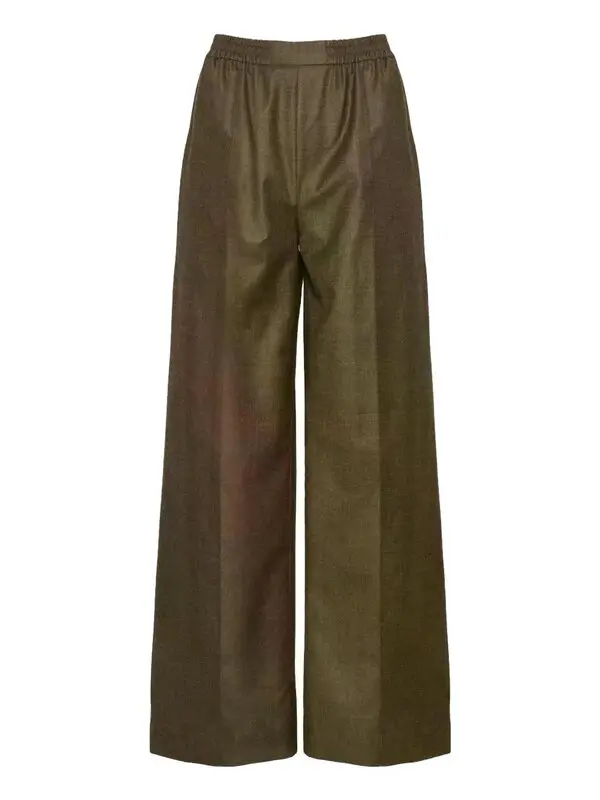 YVES SALOMON Elasticated Waistband Flannel Trousers - Brown