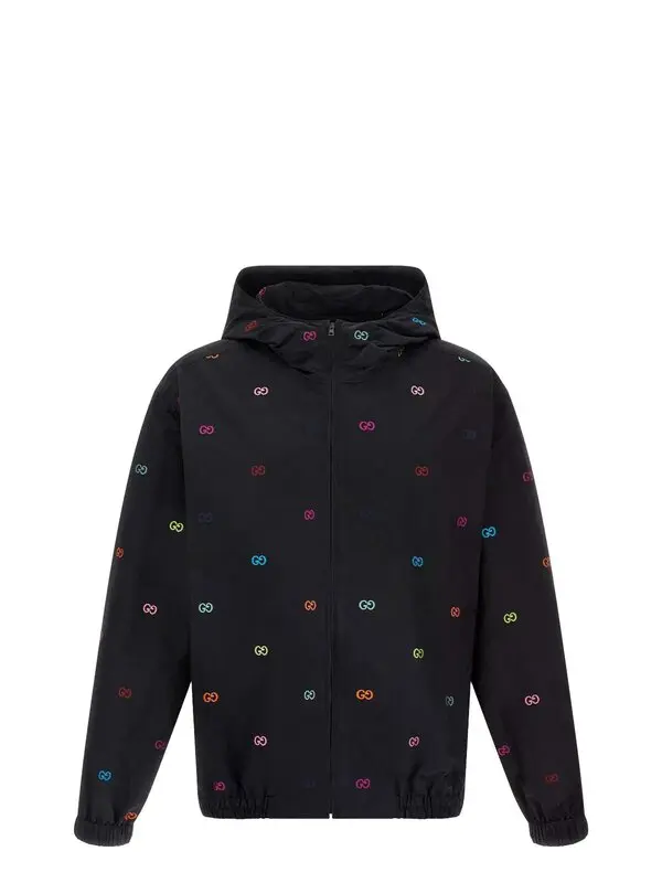 Gucci Gg Pattern Hooded Jacket - Black