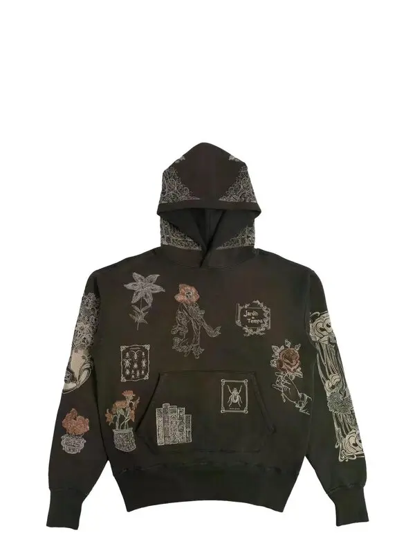 SAMUEL ZELIG Floral-embroidered Hoodie - Brown