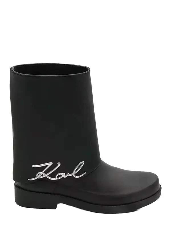 Karl Lagerfeld Logo Lettering Rain Boots - Black