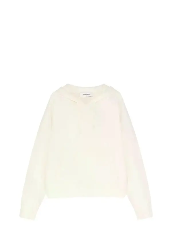 YVES SALOMON Hooded Pocket Sweater - White