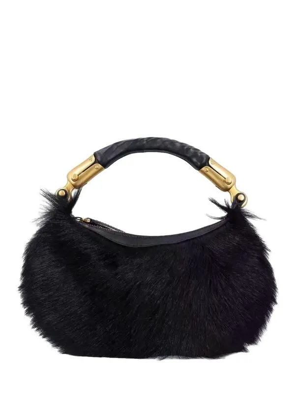 Balmain Fur Tote Bag - Black