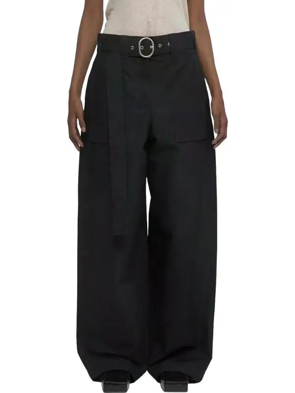 JIL SANDER Belted Pocket Trousers - Black