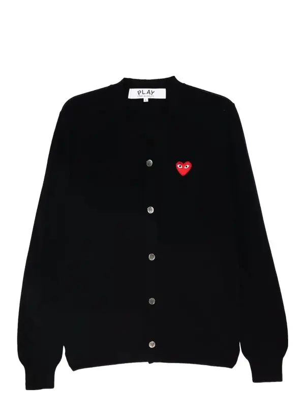 Play Comme Des Garcon Heart-embroidered Cardigan - Blue