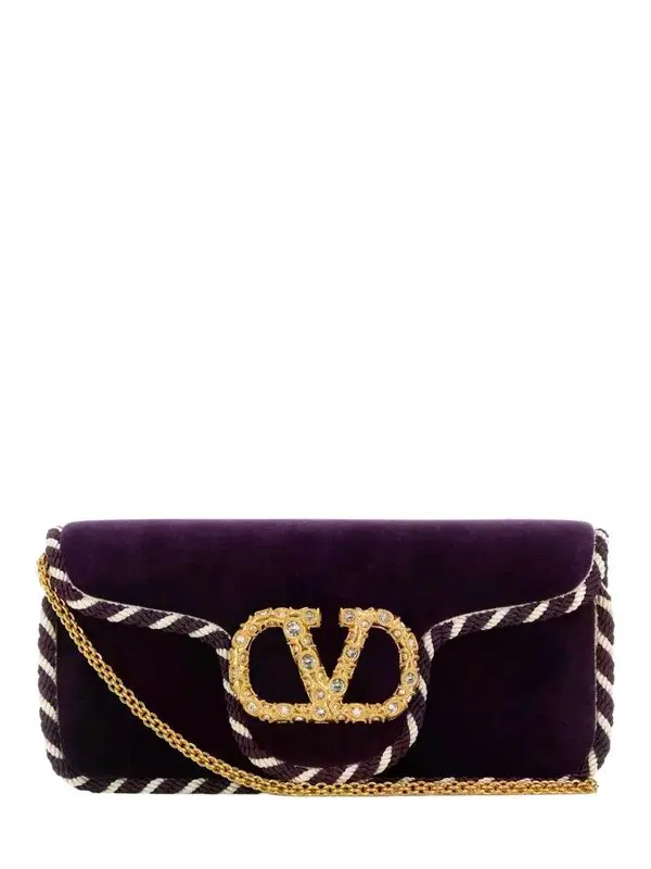 Valentino Garavani Locò Velvet Clutch - Purple