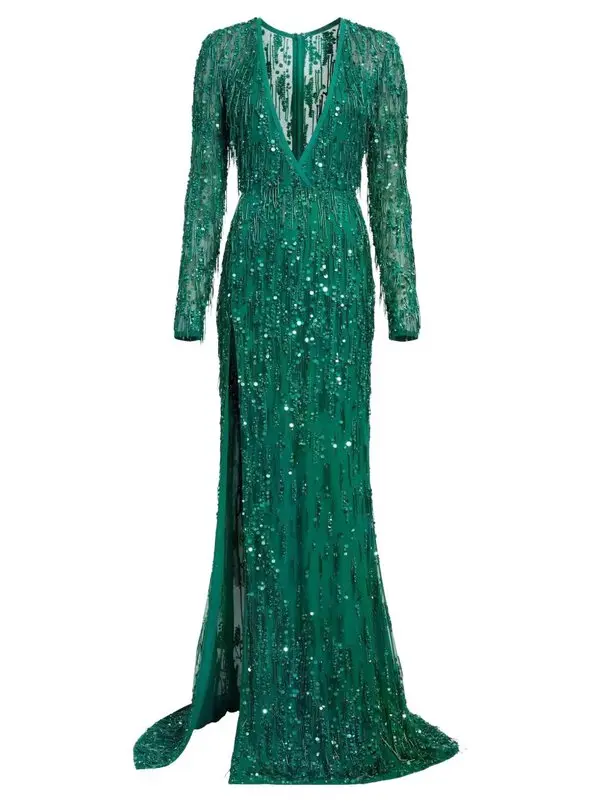 Elie Saab Bead-embellished Maxi Dress - Green