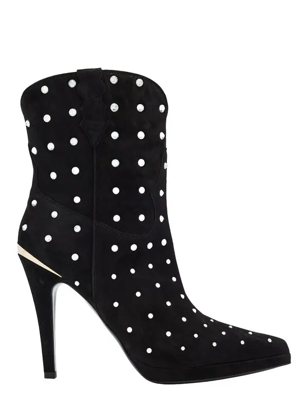 Partlow Dublin Crystal Suede Ankle Boots - Nero
