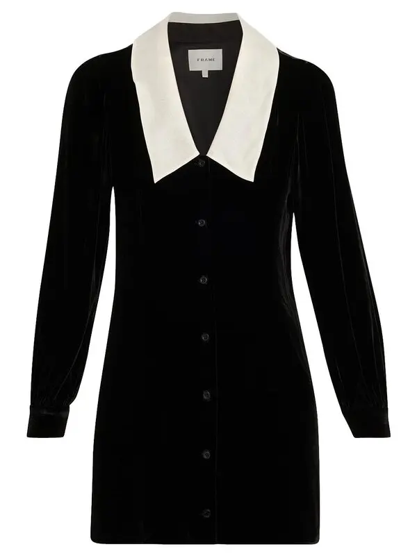 FRAME Velvet Sailor Mini Dress - Black
