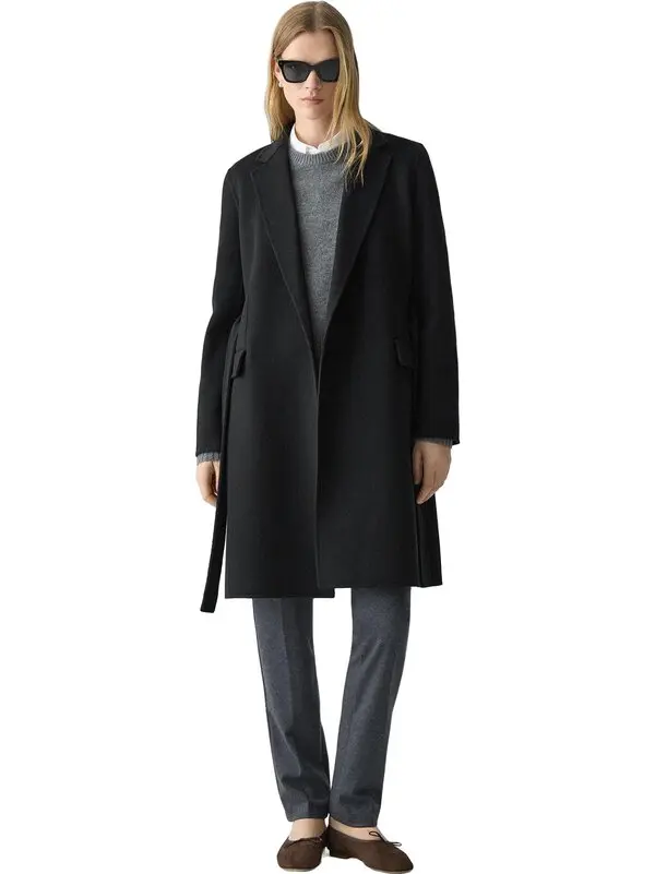 Theory Belted Double-face Wool-cashmere Coat - Black