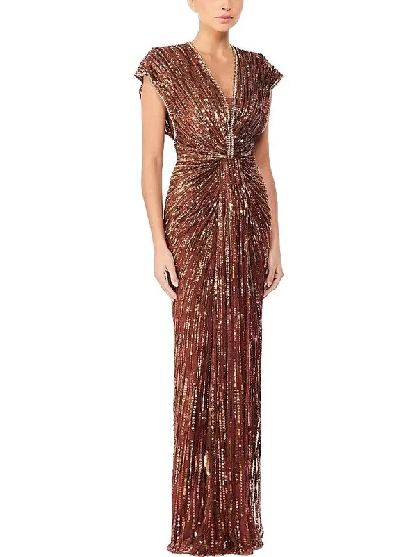 Jenny Packham Zola Sequin-embellished Maxi Dress - Bronze