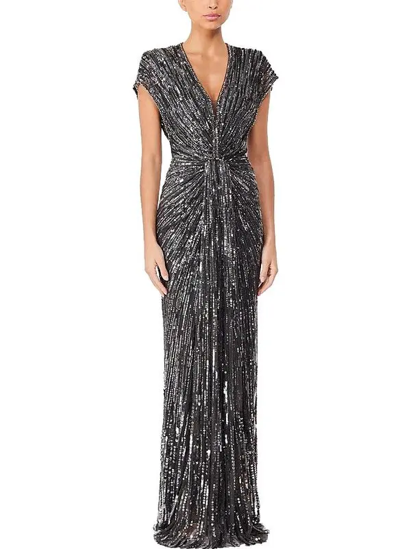 Jenny Packham Zola Sequin-embellished Maxi Dress - Shadow Grey