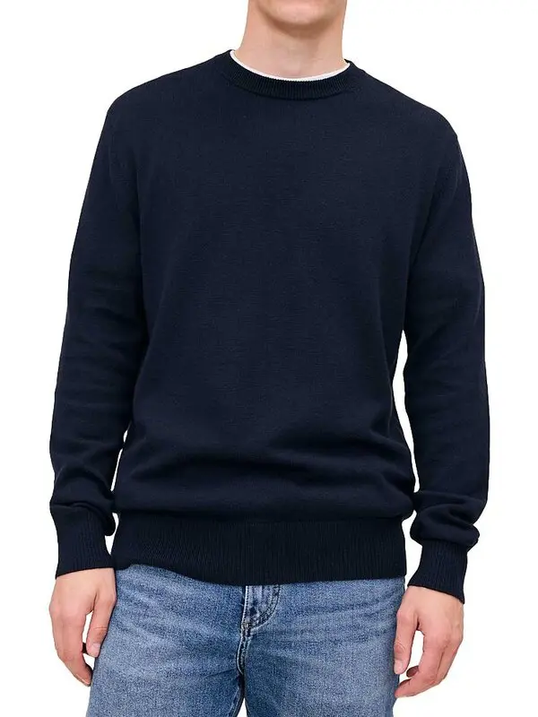 DL1961 Cotton & Cashmere Classic Crewneck Sweater - Navy