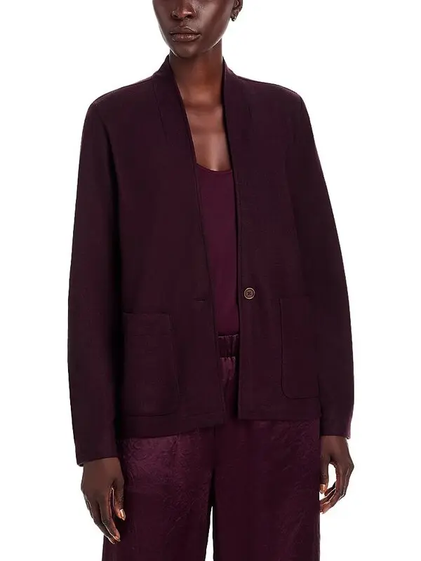 Eileen Fisher Wool High Collar Jacket - Casis