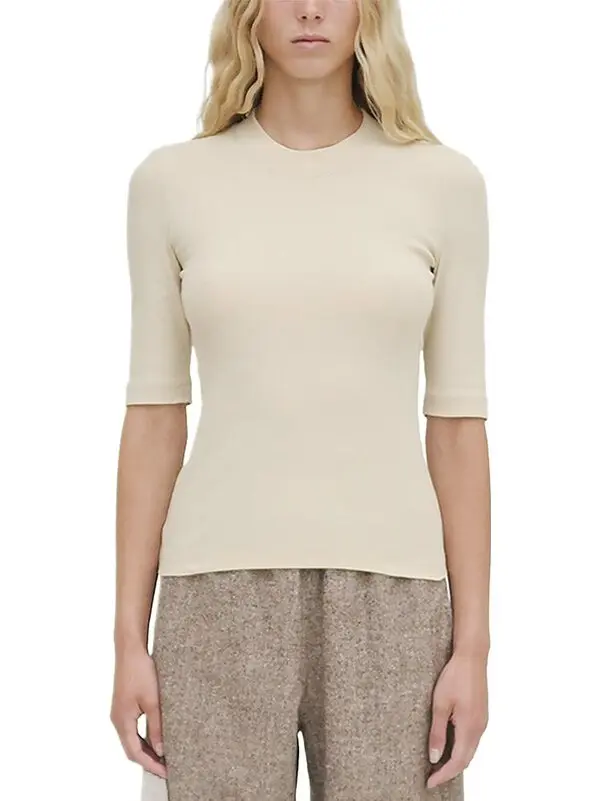 Rosetta Getty Cropped Sleeve Tee - Champagne