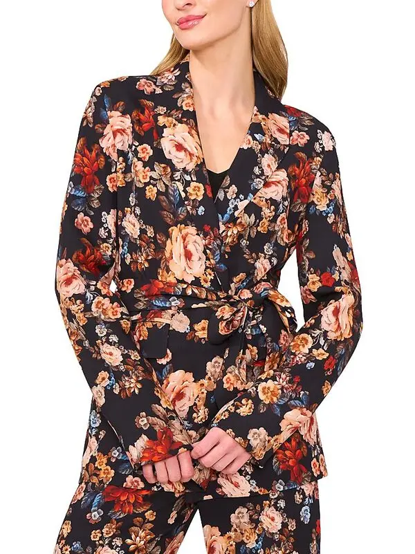 Ted Baker London Single Breasted Floral Blazer - Rich Black