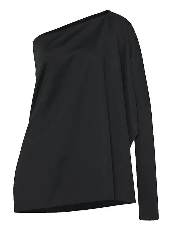 Rosetta Getty One Shoulder Caftan Top - Black