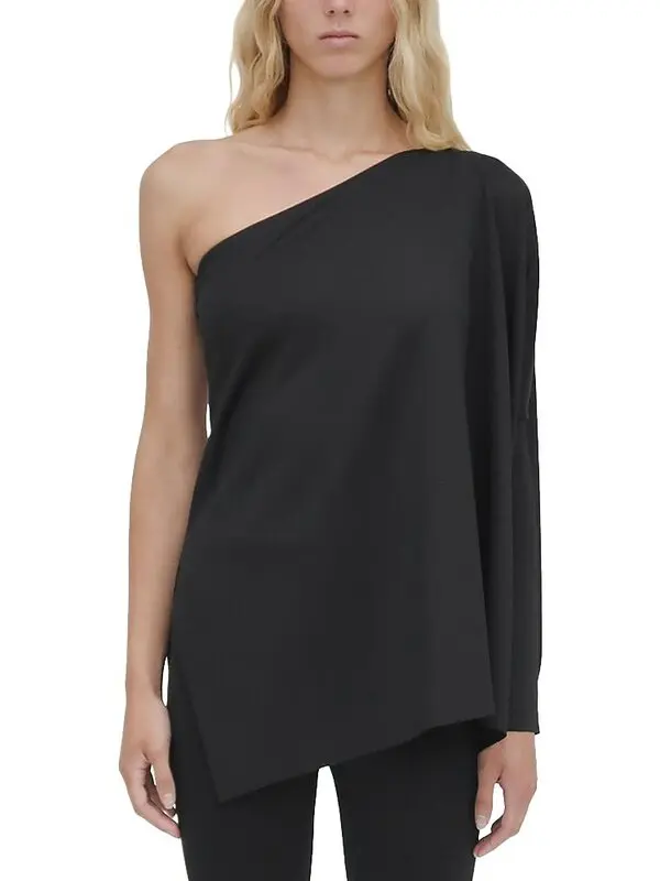 Rosetta Getty One Shoulder Caftan Top - Black