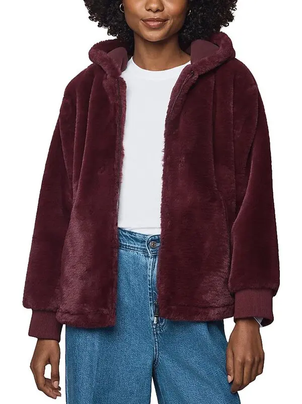 Splendid Faux Fur Zip-up Jacket - Rosewood