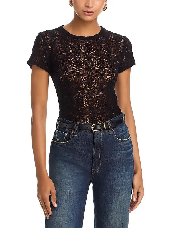 FRAME Lace Tee - Black