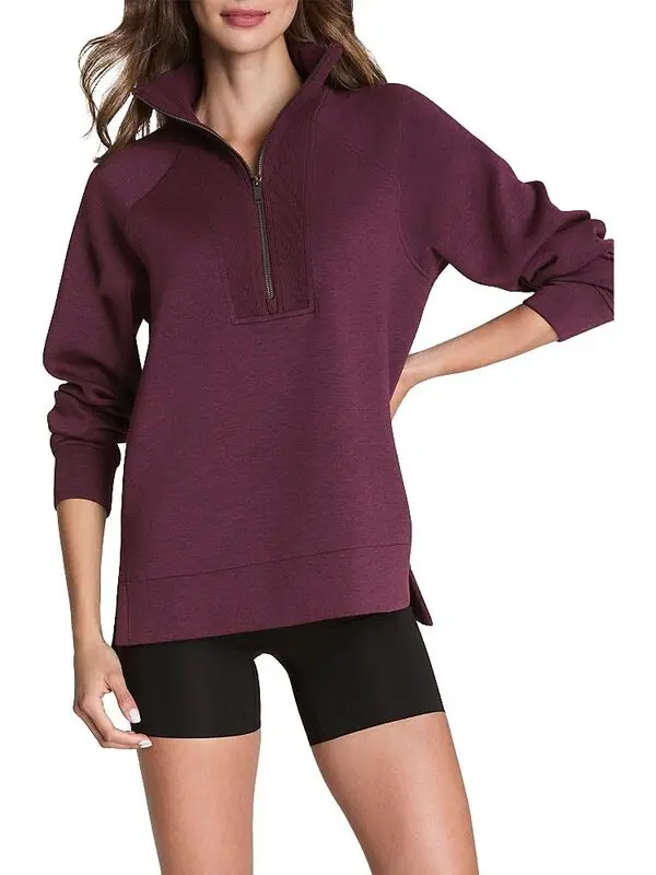 Spanx Airessentials Half Zip Sweatshirt - Plum Berry