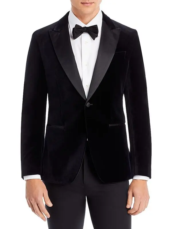 BOSS Velvet Satin Peak Slim Fit Dinner Jacket - Black
