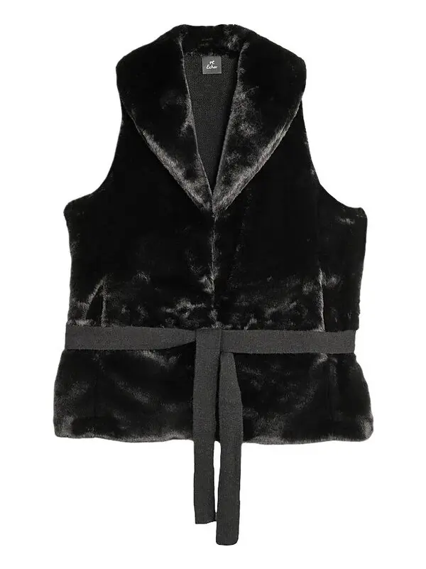 Echo Shawl Collar Faux Fur Vest - Black