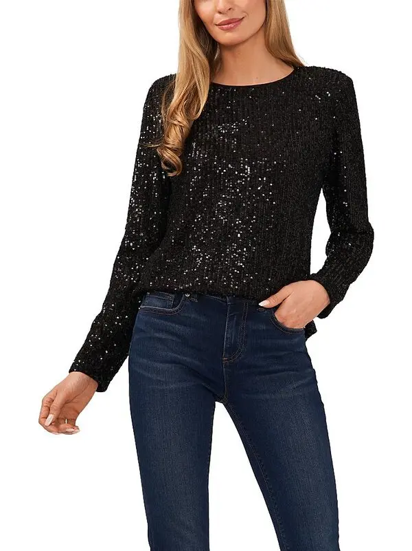 CECE DUPRAZ Long Sleeve Crewneck Top - Rich Black