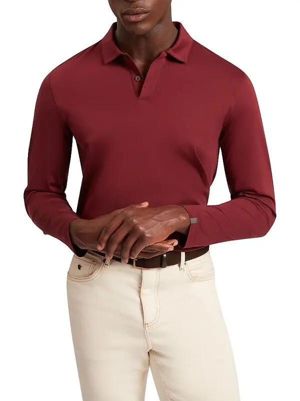 Ted Baker London Ignac Long Sleeve Regular Soft Touch Cotton Polo - Maroon
