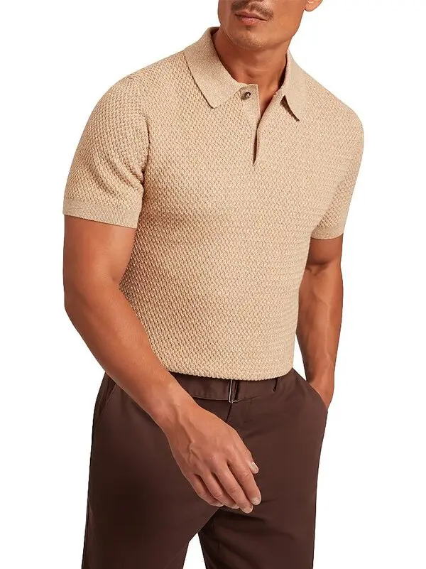 Ted Baker London Janko Textured Knit Polo - Camel