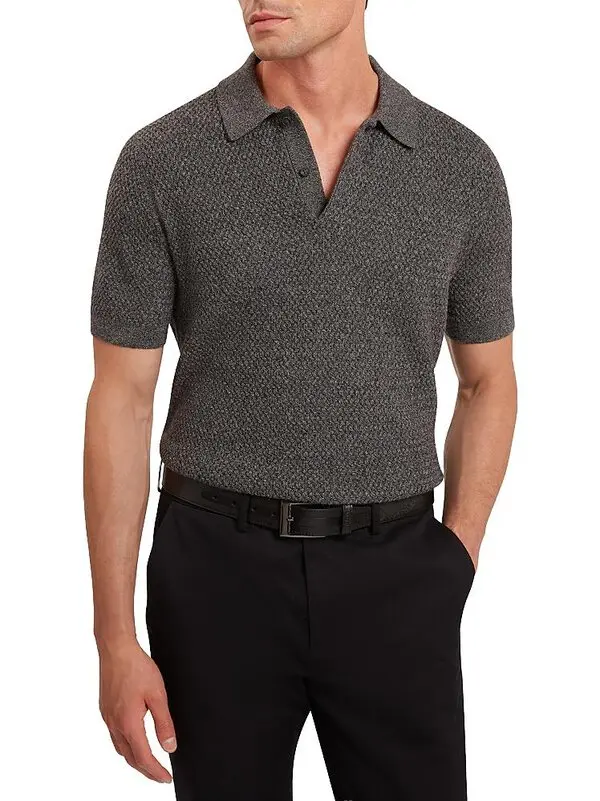 Ted Baker London Janko Textured Knit Polo - Medium Grey
