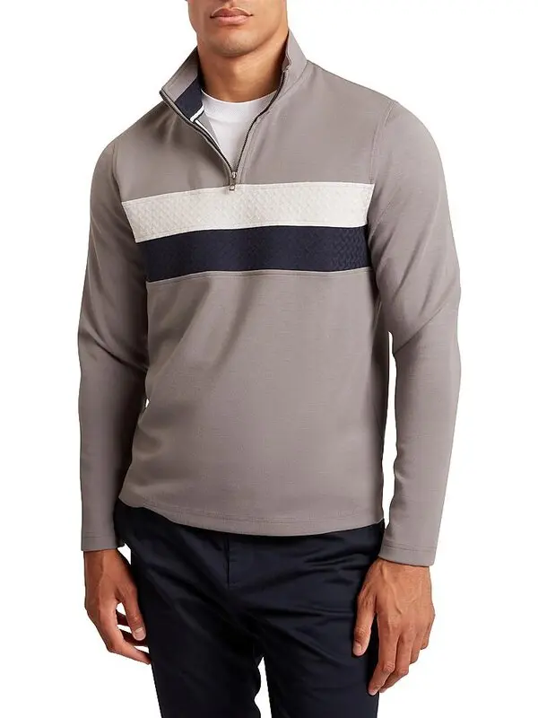 Ted Baker London T Stitch Contrast Panel Half Zip Top - Dark Grey
