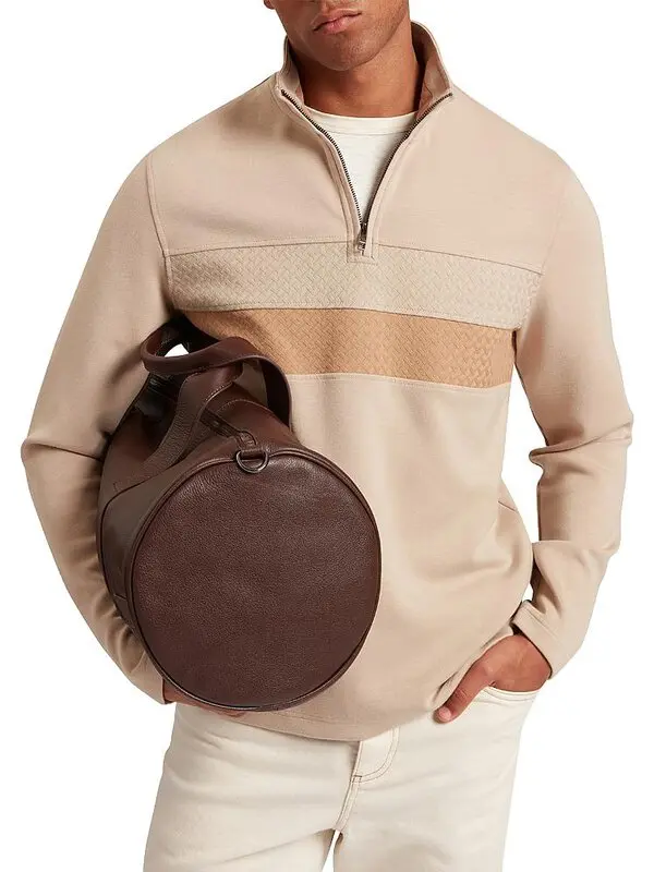 Ted Baker London T Stitch Contrast Panel Half Zip Top - Taupe