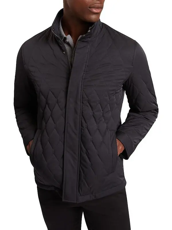 Ted Baker London Regular Fit Diamond Quilted Coat - Navy