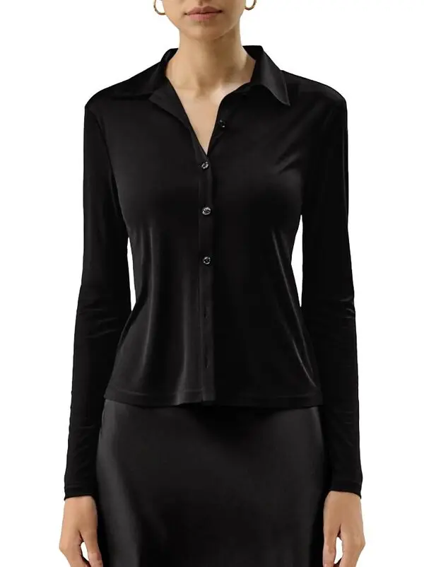 Lilysilk Basic Slim Silk Jersey Shirt - Black
