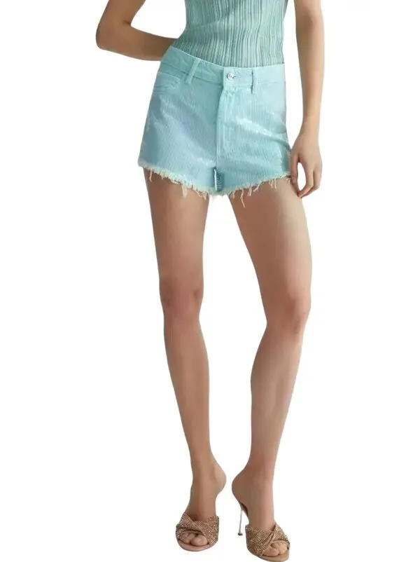 Liu Jo Sequinned Frayed Shorts - Blue