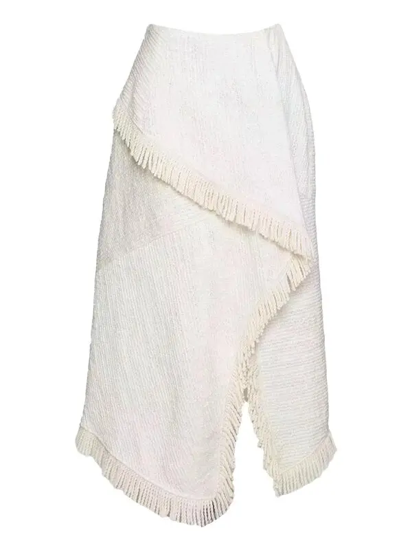 MULLER OF YOSHIOKUBO Fringed Asymmetric Midi Skirt - White