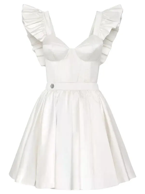 Philipp Plein Ruffled Mini Dress - White