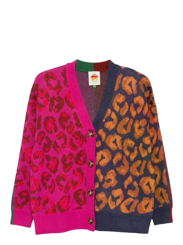 Farm Rio Animal-pattern Button-up Cardigan - Pink