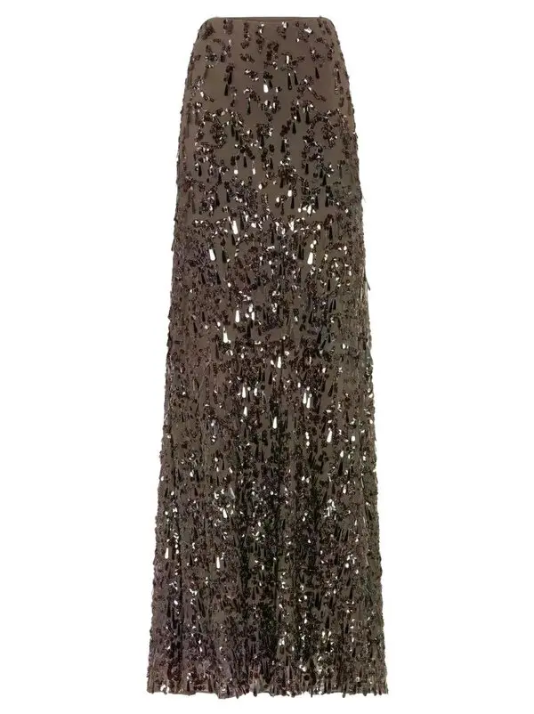 Brunello Cucinelli Sequin-embellished Maxi Skirt - Brown