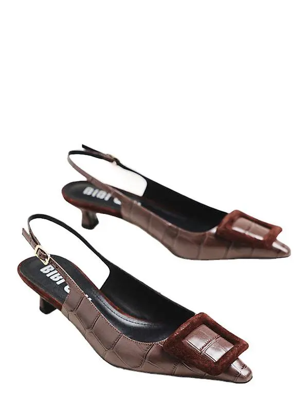 BIBI LOU Robin 2 Slingback Heels - Brown Pattern