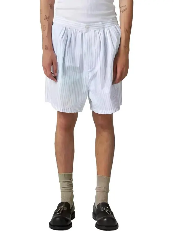 HED MAYNER Striped Pleated Shorts - White