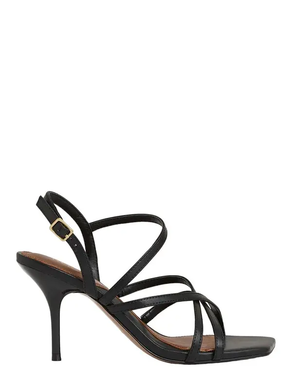 REISS Elise Leather Stiletto Sandals - Black