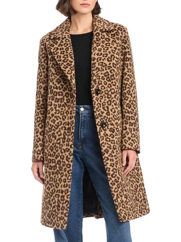 Vince Camuto Printed Single Breasted Coat - Leopard