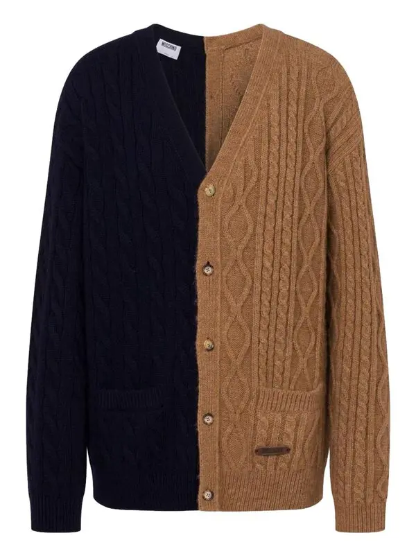 Moschino Cable Knit V-neck Cardigan - Multi Brown