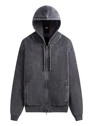 Kith Antique Wash Full Zip Nelson Hoodie - Black