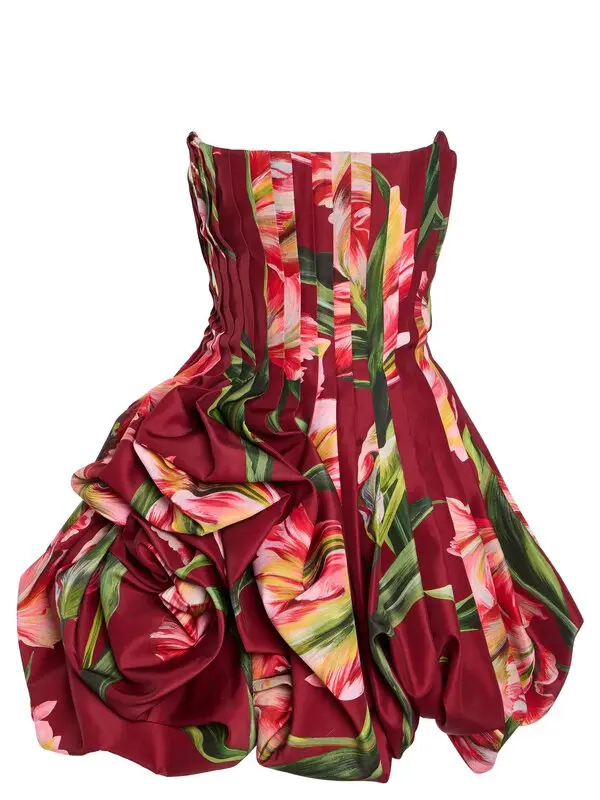 Carolina Herrera Floral-print Pleated Mini Dress - Red